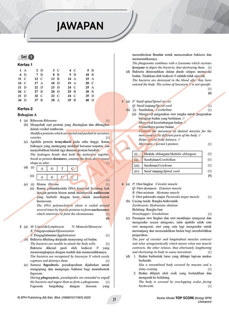 Kertas Model Top Score Biologi SPM – EPH